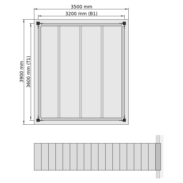 Lagerbühnen LBX 8000 Rechteck, 1 Feld,B: 3.500mm,T: 3.900mm