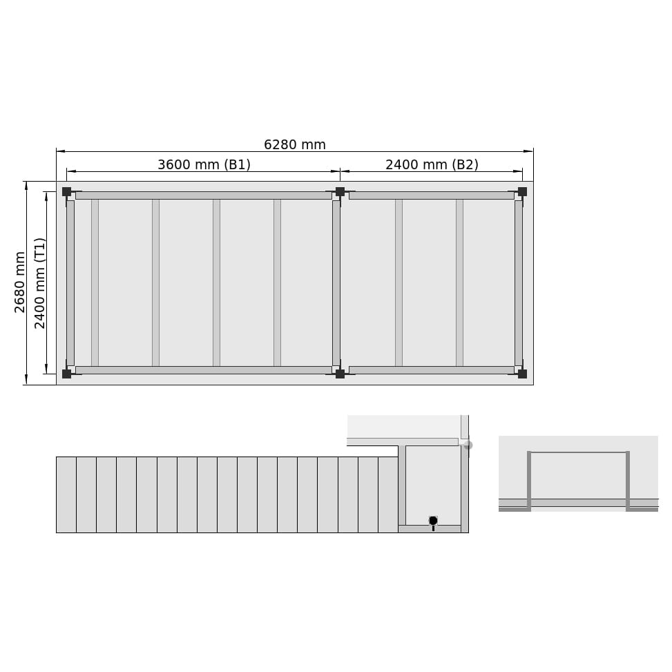 Lagerbühnen LBX 8000 Rechteck,, B: 6.280 mm, T: 2.680 mm